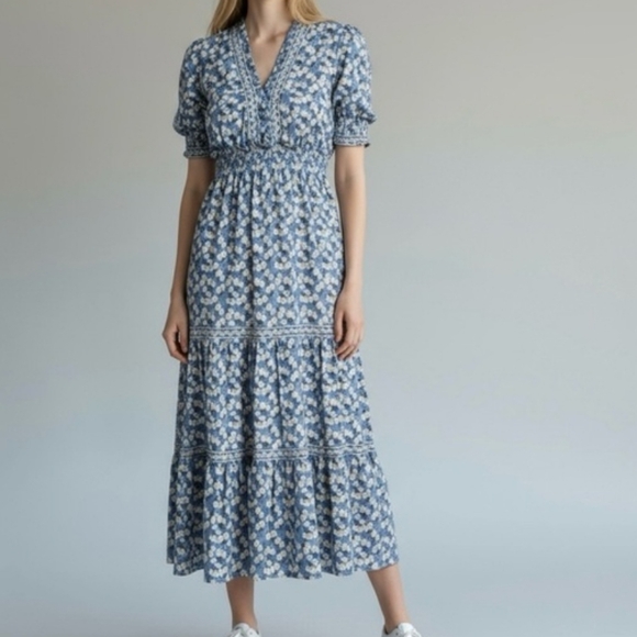 Max Studio | Dresses | Max Studio Blue Floral Maxi Dress | Poshmark